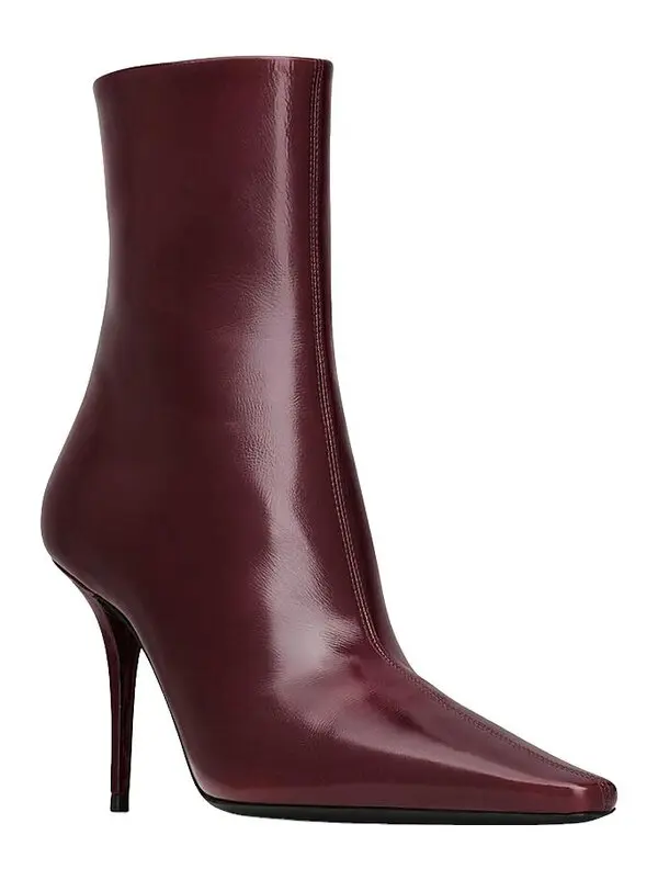 Saint Laurent Ashley Booties In Smooth Leather - Vintage Bordeaux Leather