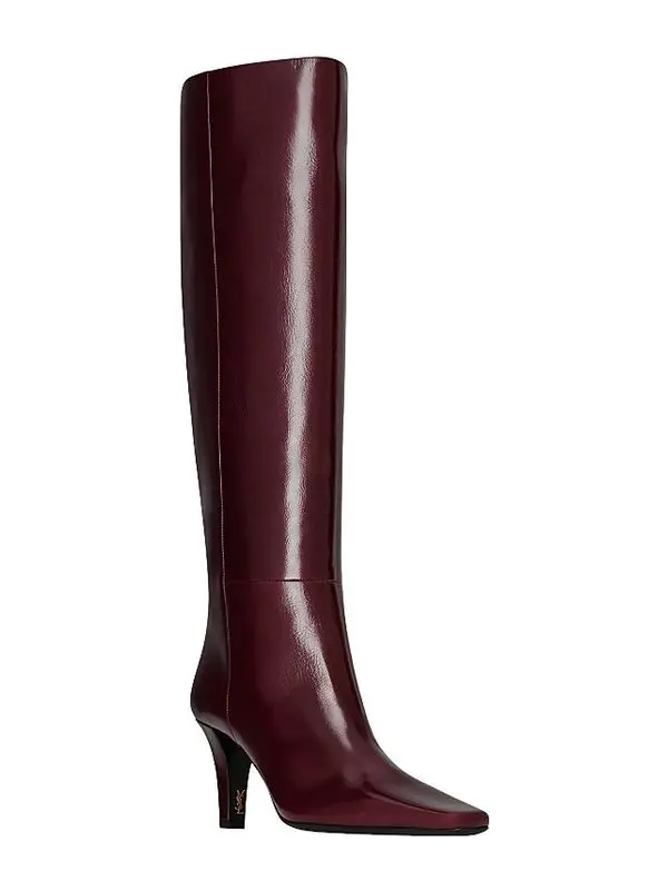 Saint Laurent Jill Smooth Leather Boots - Vintage Bordeaux