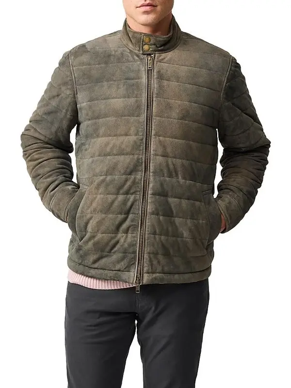 Rodd & Gunn Long Island Quilted Suede Jacket - Mouse