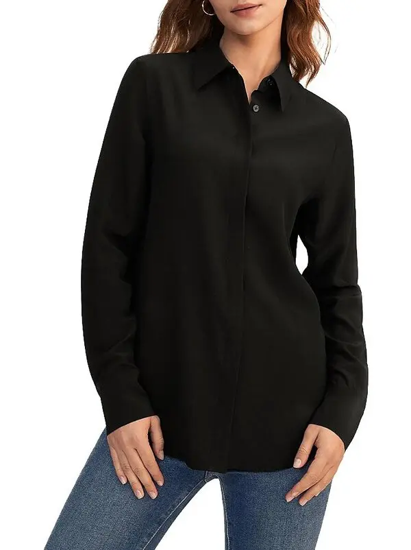 Lilysilk Classic Comfort Silk Shirt - Black