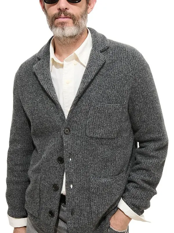 ALEX MILL Mitchell Cashmere Cardigan Sweater - Marled Charcoal