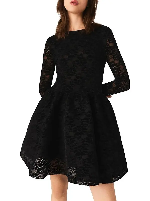 Maje Velvet Mini Dress - Black