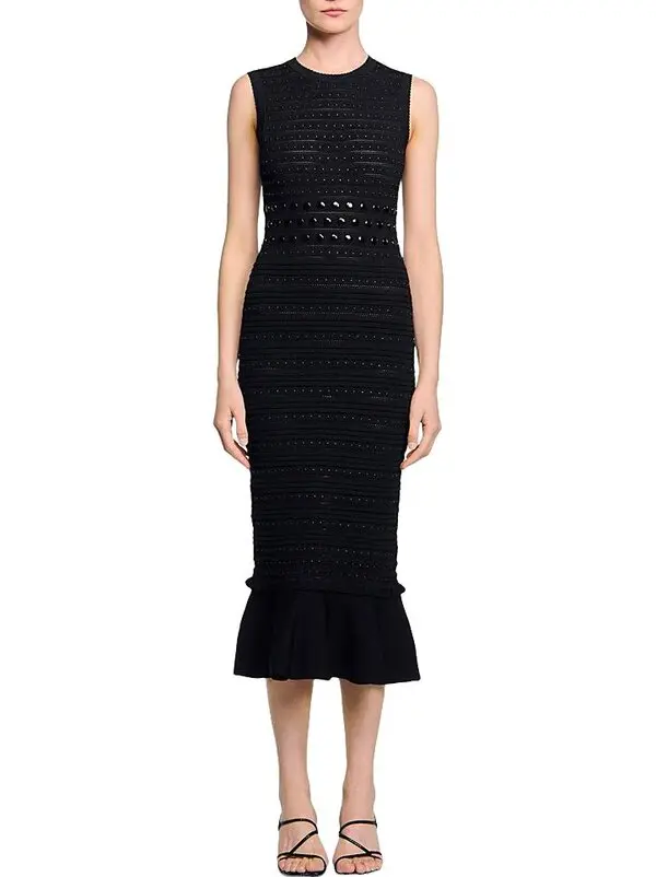 Sandro Studded Knit Midi Dress - Black