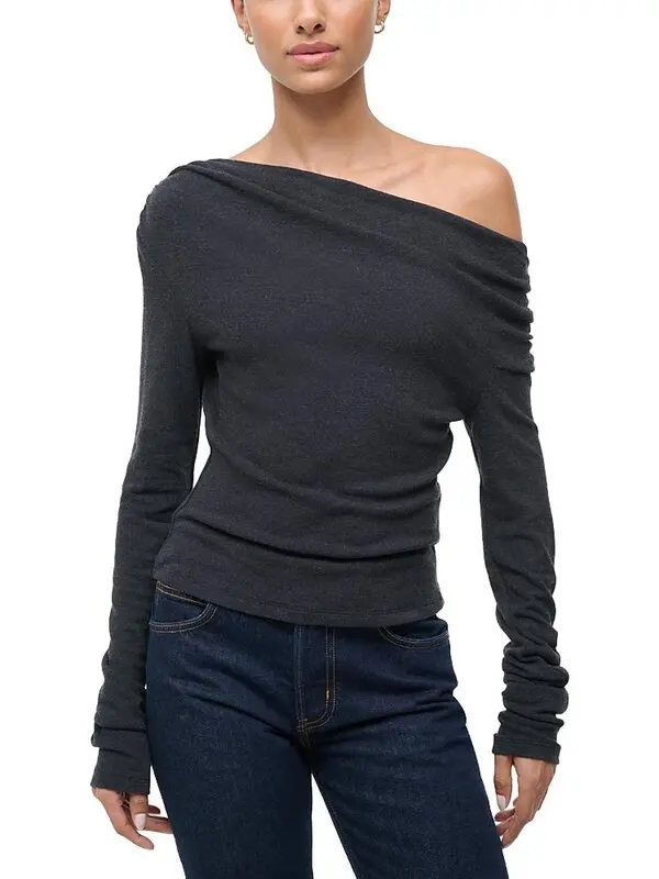 Staud Philomena One Shoulder Top - Charcoal