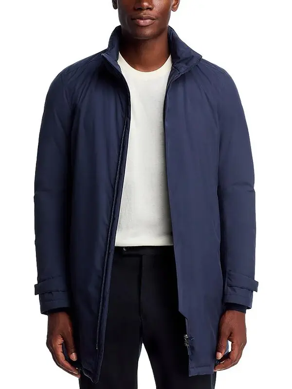 Herno Waterproof Down Overcoat With Hidden Hood - Blue Navy