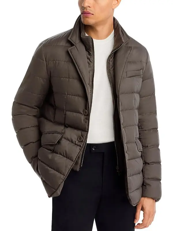 Herno Quilted Jacket With Removable Bib - Dark Taupe