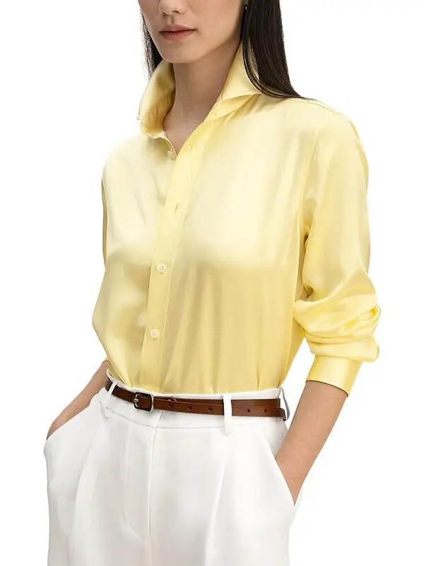 Lilysilk Golden Cocoon Tailored Shirt - Lilyaurea Undyed Natural Golden
