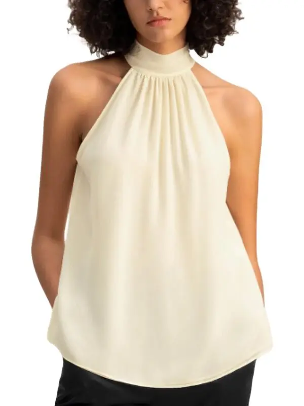 Lilysilk Silk Georgette Halter Neck Top - Lily White