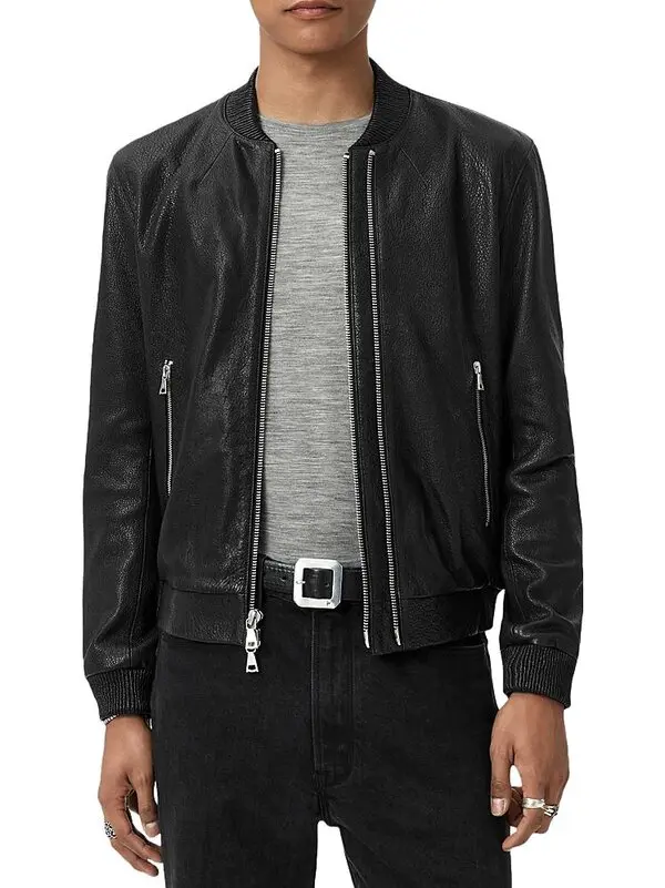 John Varvatos Pebbled Leather Jacket - Black