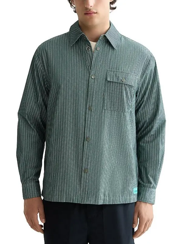 Scotch & Soda Relaxed Fit Micro Check Structured Shirt - Agate Green Micro Check