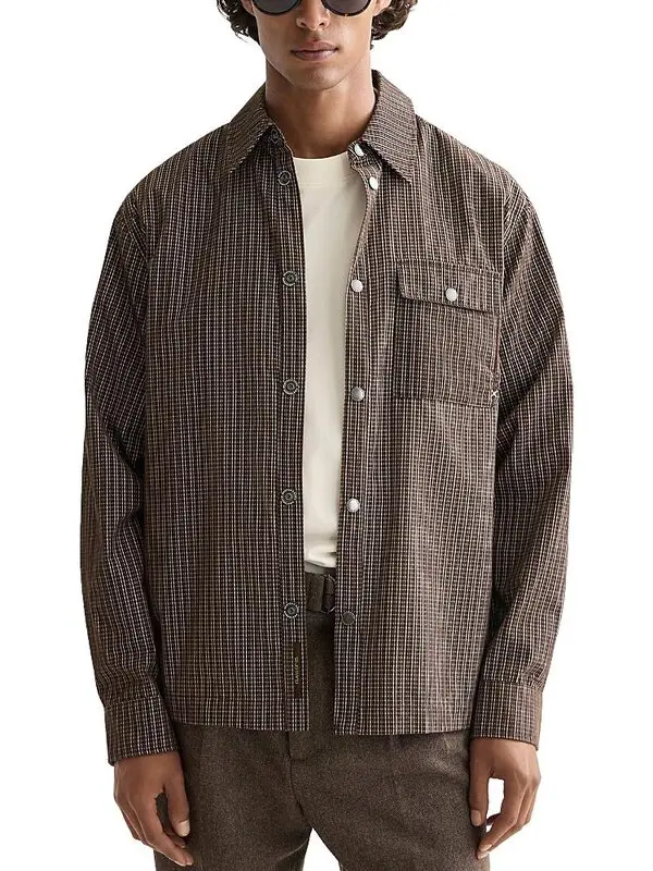 Scotch & Soda Relaxed Fit Micro Check Structured Shirt - Demitasse
