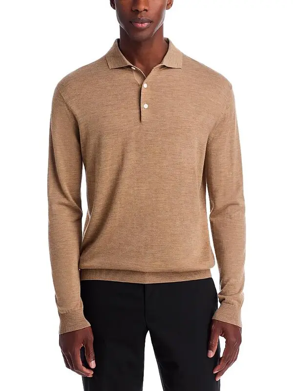 Peter Millar Crown Crafted Dorset Merino Wool Sweater Polo Shirt - Camel