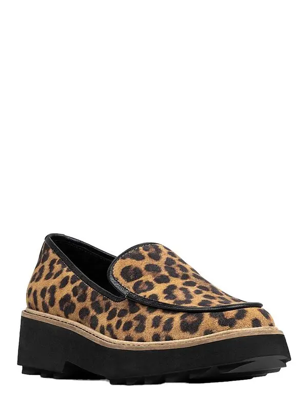 DONALD PLINER Peggi Print Suede Wedge Loafers - Leopard