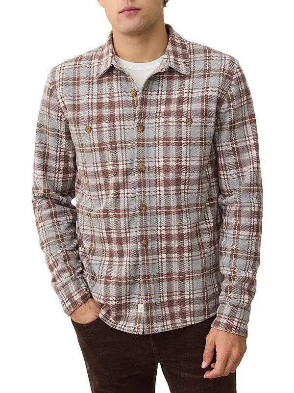 Marine Layer Pacifica Stretch Twill Overshirt - Warm Plaid