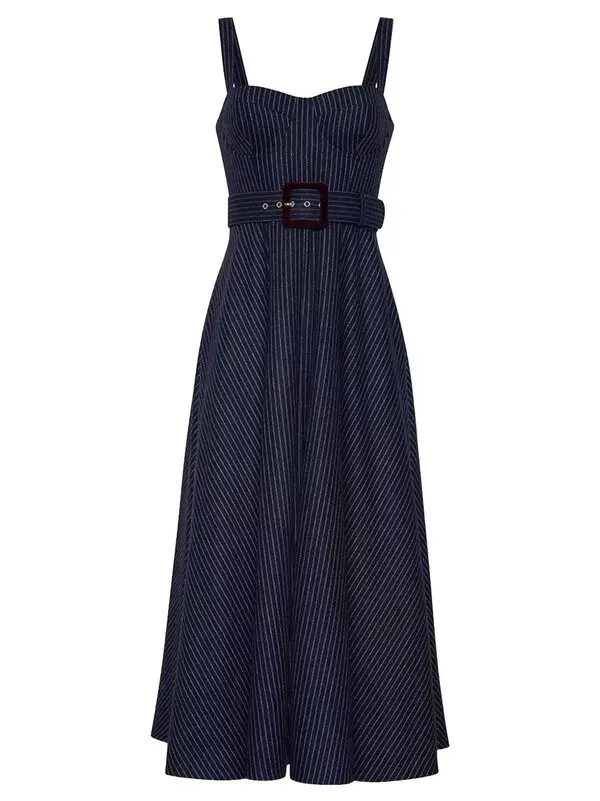 Cara Cara Calypso Pinstripe A-line Dress - Blue