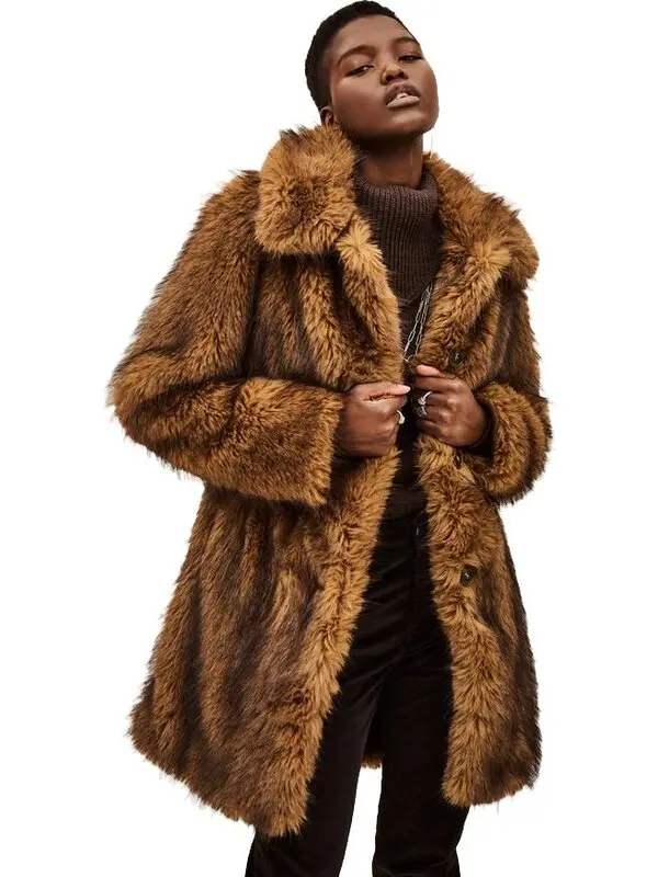 Ba&sh Lestor Faux Fur Coat - Brown / Neutral