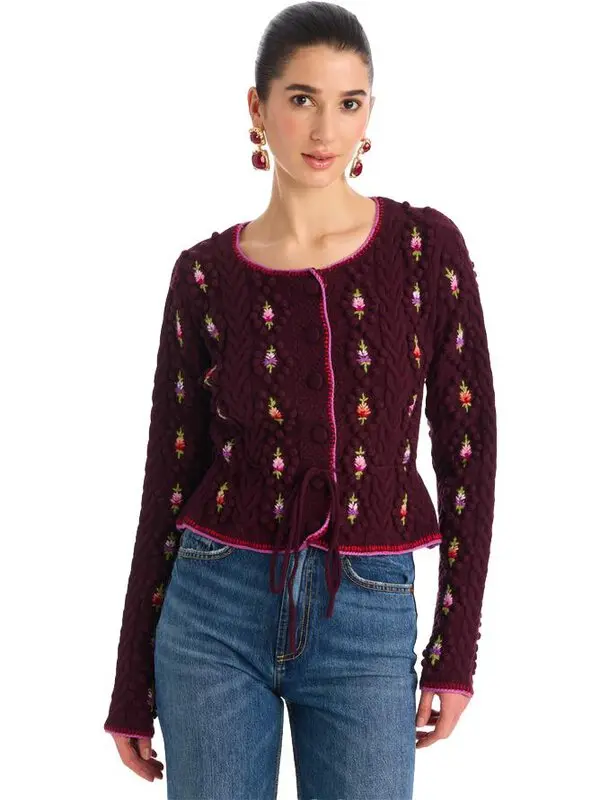 Allison Adrienne Cardigan - Burgundy