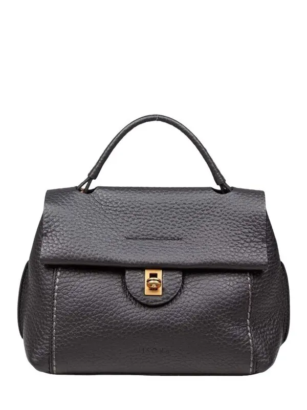 VISONA` Leather Handbag - Black