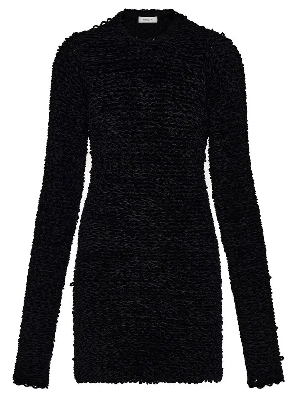 FERRAGAMO Astrakhan Effect Chenille Dress - Black