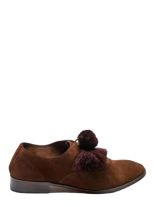 Suicoke Pompom-embellished Leather Loafers - Brown