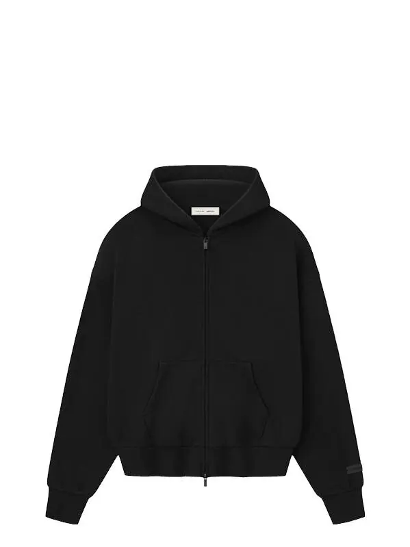 Fear Of God Essentials Classic Fleece Zip-up Hoodie - Jet Black
