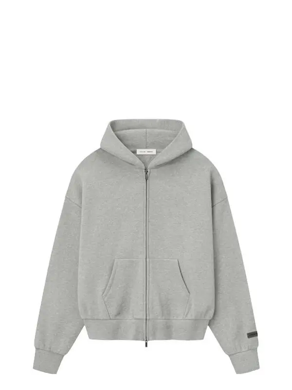 Fear Of God Essentials Classic Fleece Zip-up Hoodie - Concrete Heather
