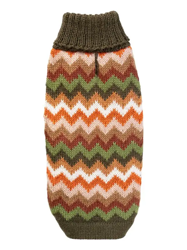 ALQO WASI Alpaca-blend Chevron Dog Sweater - Green