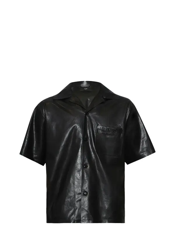 Amiri Lightweight Leather Camp Shirt - Black