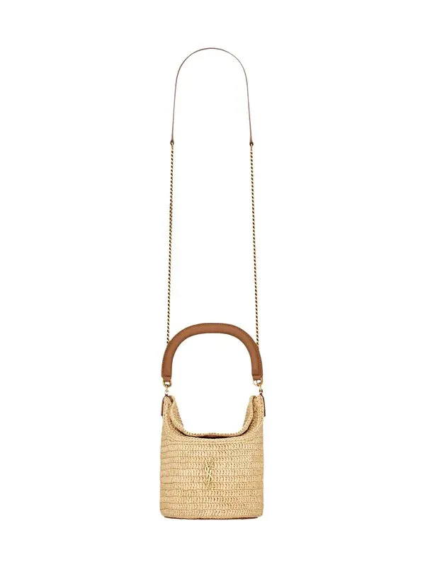 Saint Laurent Gaby Raffia Bucket Bag - Brown