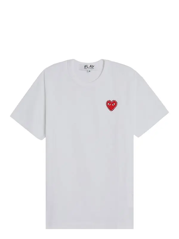 Play Comme Des Garcon Emblem Rhinestone Heart T-shirt - White