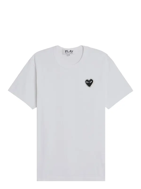 Play Comme Des Garcon Emblem Rhinestone Heart T-shirt - White