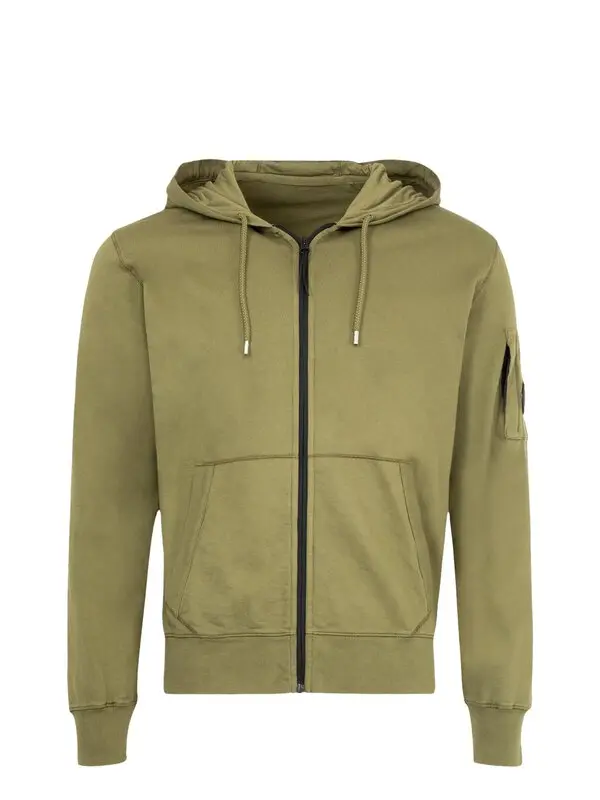 C.P. COMPANY Light Fleece Full Zip Hoodie - Green