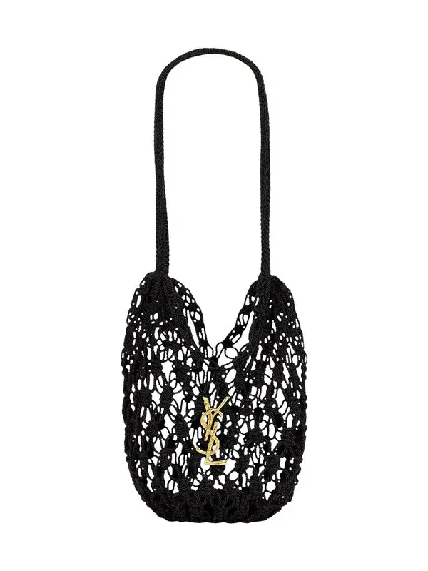 Saint Laurent Small Crochet Shopping Bag - Black