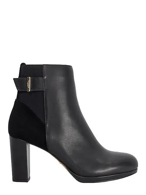 DUNE Leather Heeled Ankle Boots - Black Leather Mix