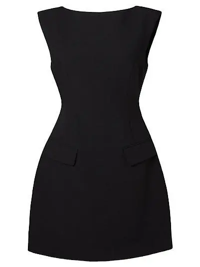 MALINA Adelina High-neck Woven Mini Dress - Black