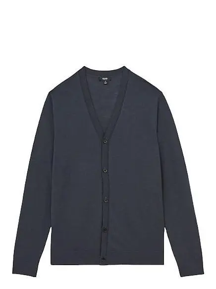 REISS Regular-fit Merino Wool Cardigan - Midnight Navy
