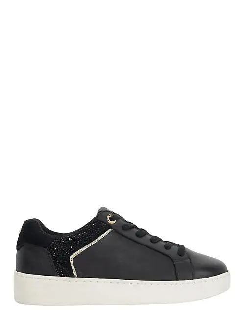 DUNE Elli Leather Trainers - Black Leather