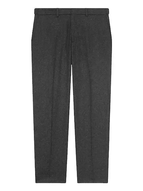 The Kooples Tapered-leg Mid-rise Wool-blend Trousers - Middle Grey