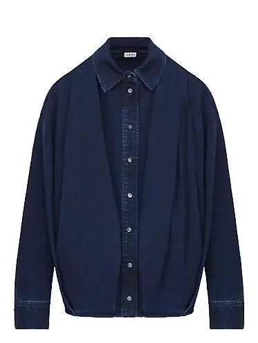 Loewe Cotton Draped Shirt - Dark Indigo