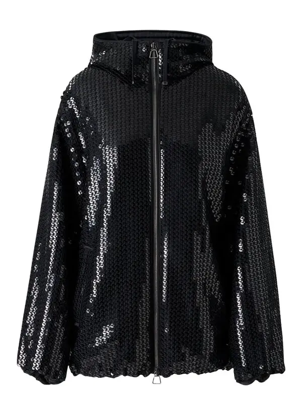 Akris Davis Sequined Chiffon Parka Jacket - Black