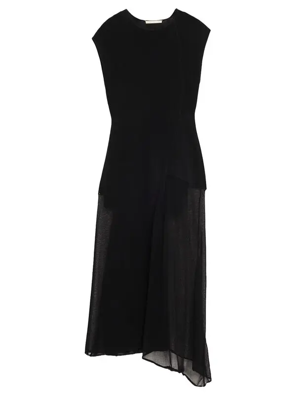 JASON WU Asymmetric Mesh Knit Midi Dress - Black