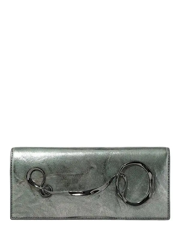 Alexis Bittar Leather Clutch With Twisted Handle - Graphite Grey