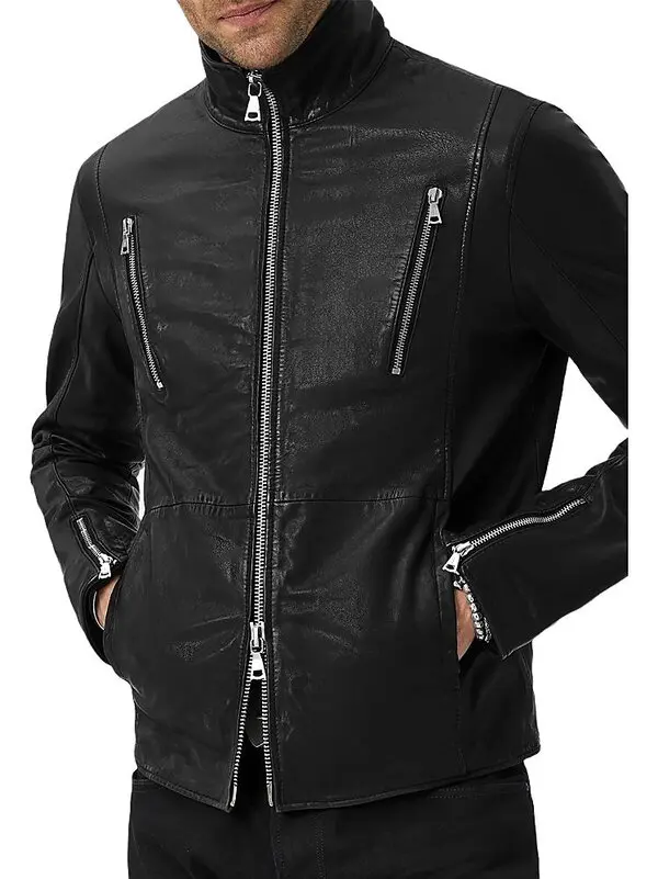 John Varvatos Jared Racer Leather Jacket - Black