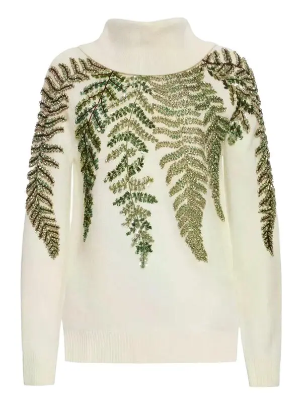 Oscar De La Renta Crystal-embellished Turtleneck Sweater - Neutrals