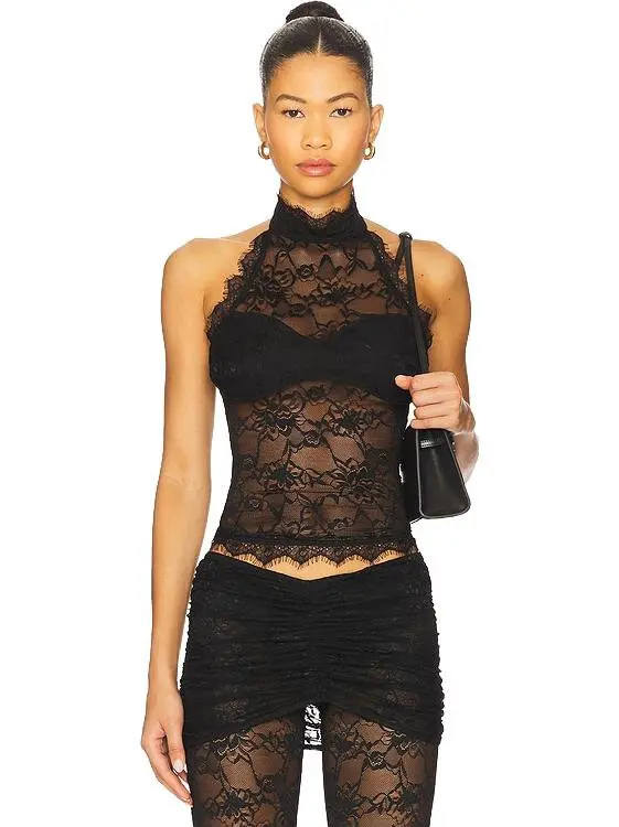 OW Selah Lace Halter Top - Black
