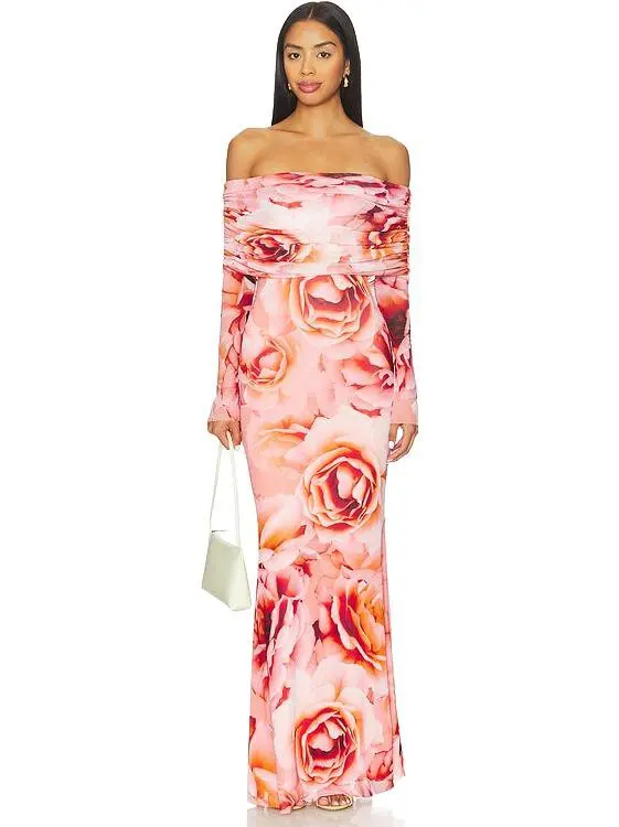 AFRM Thelma Maxi Dress - Peach Roses