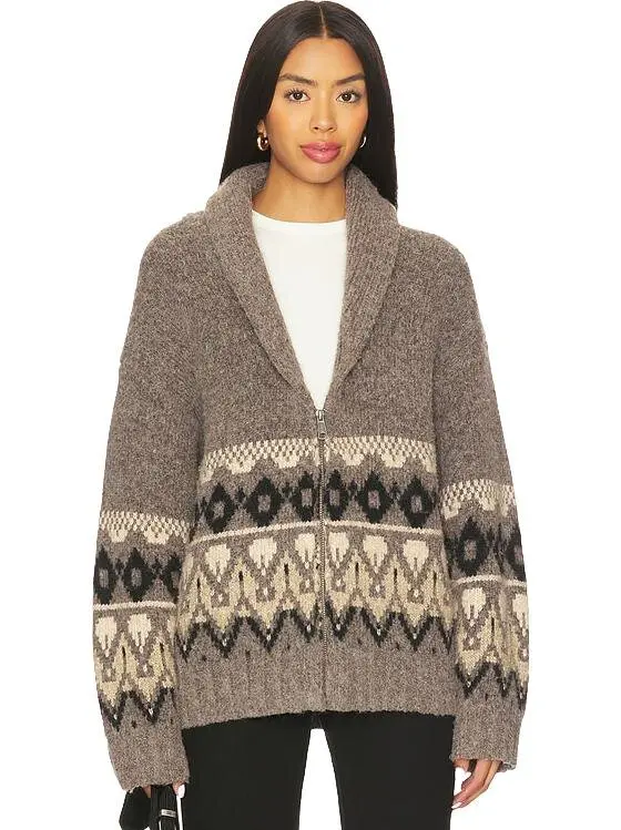 Joe's Jeans Inga Fairisle Cardigan - Charcoal Brown