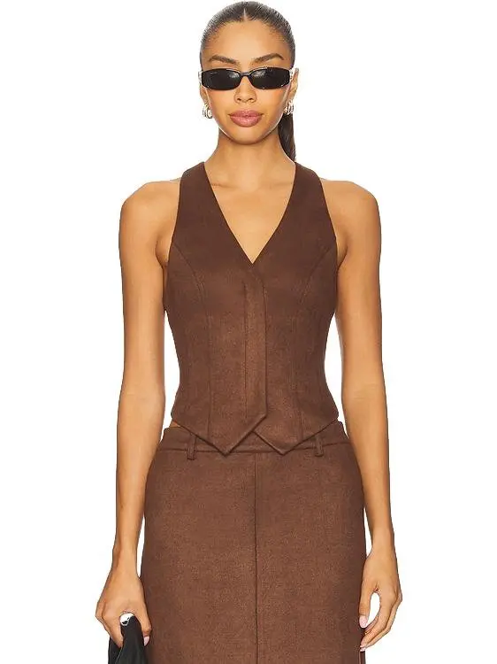 ALL THE WAYS Bailey Faux Suede Vest - Brown