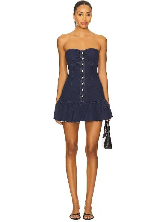 Abrand Denim Honey Pie Bustier Denim Mini Dress - Blue