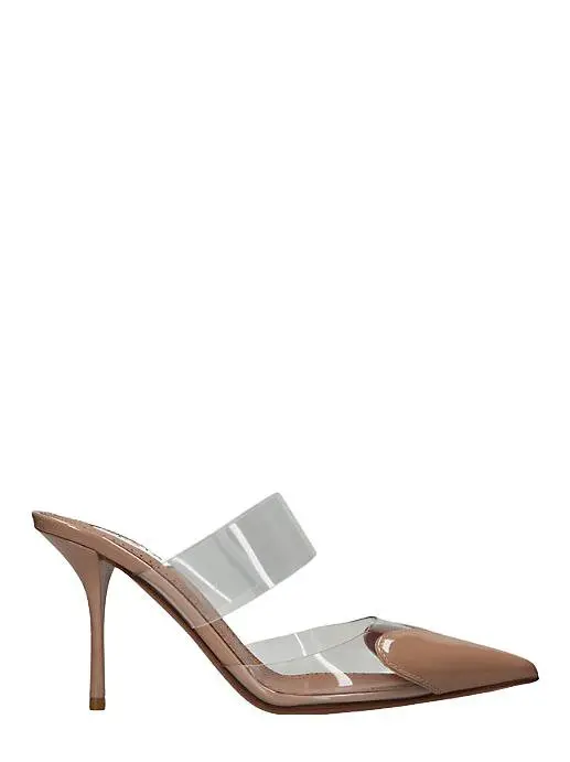 AZZEDINE ALAIA Cœur 90 Point-toe Patent-leather Mules - Blush